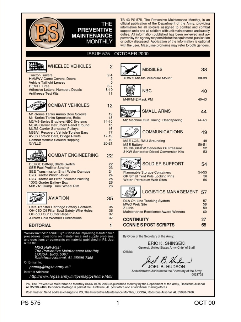 PS Magazine - The Preventive Maintenance Monthly 575 (2000) (LOGSA ...
