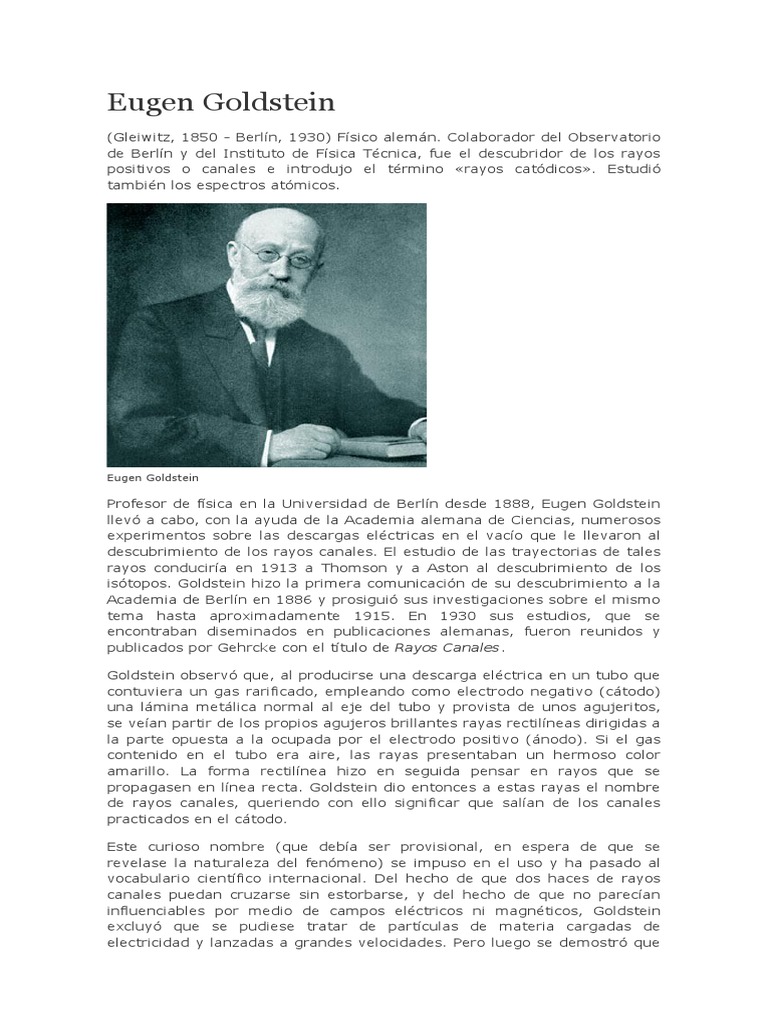 Eugen Goldstein | PDF | Ciencias fisicas | Química