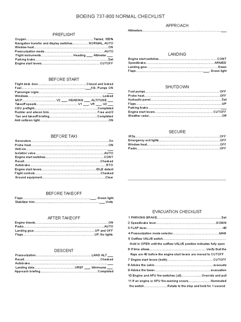 B737 Checklist | PDF | Aviation Safety | Vehicle Parts