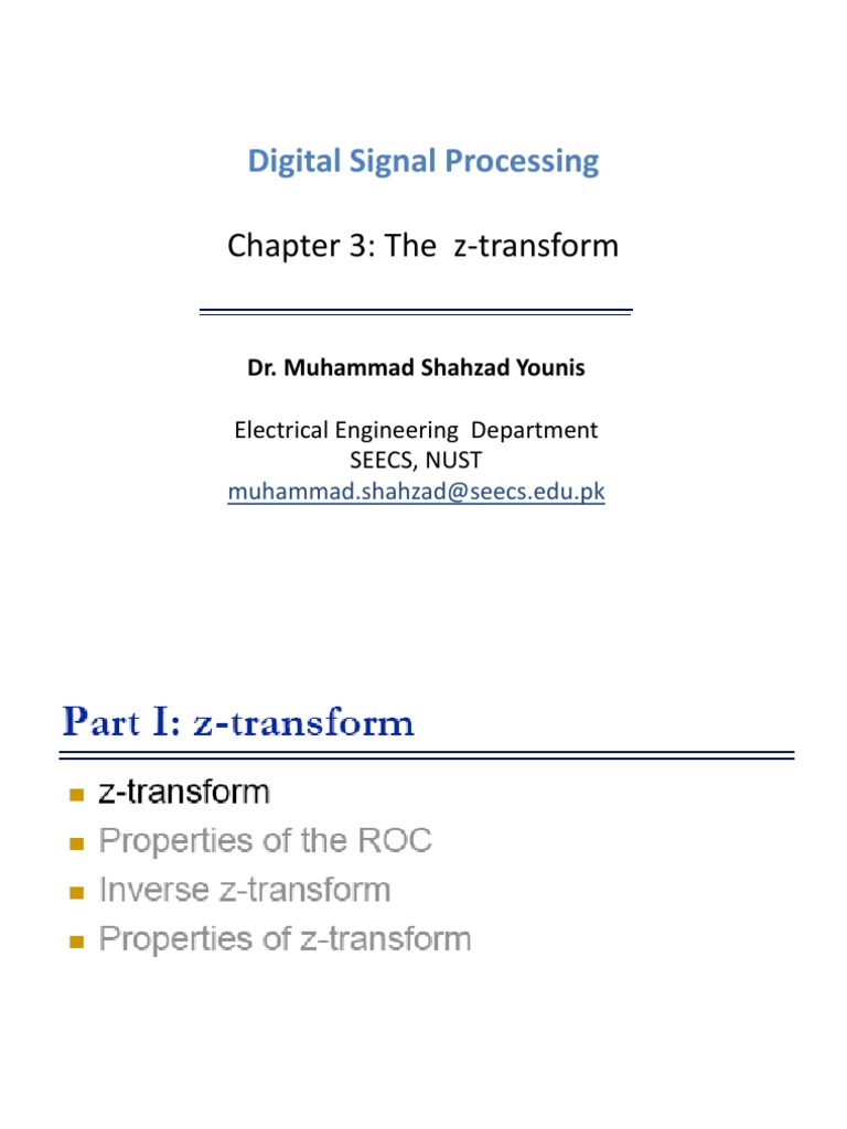 Digital Signal Processing: Chapter 3: The Z-Transform | PDF ...