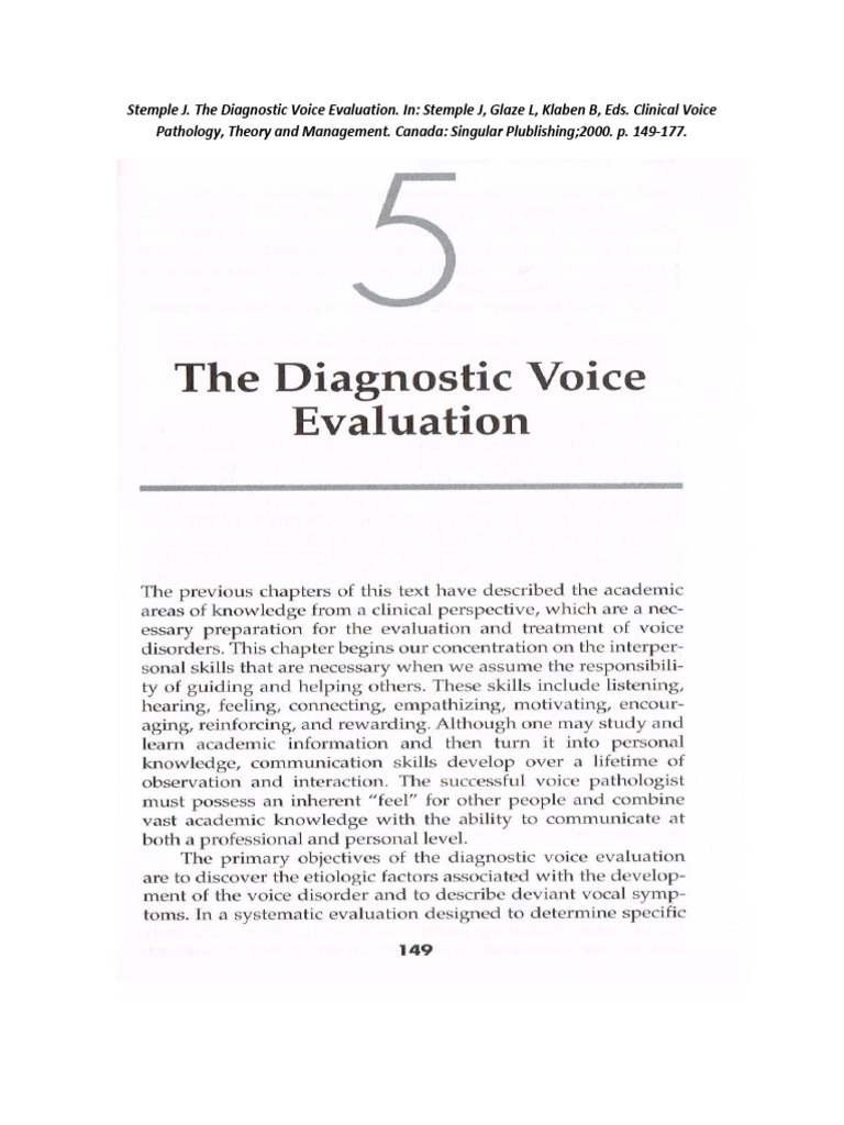 Cap5. - The Diagnostic Voice Evaluation Joseph Stemple | PDF