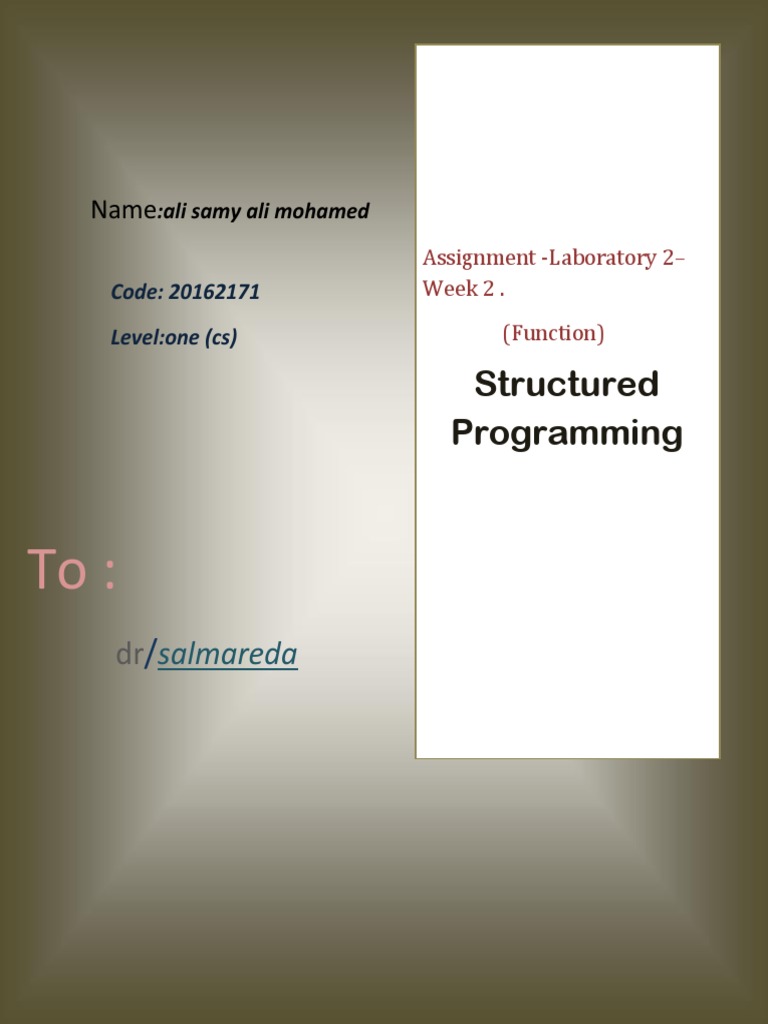 Assignment Week 2 Pdf Download Free Pdf Parameter Computer Programming Integer Computer