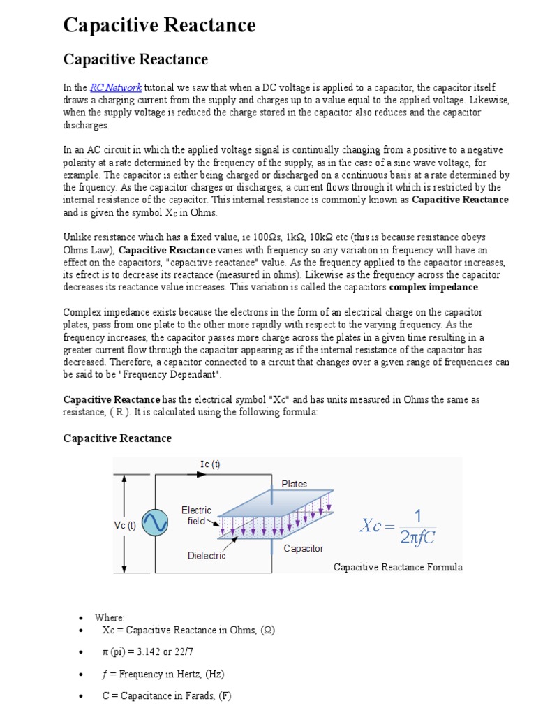 Capacitive Reactance | PDF | Low Pass Filter | Electronic Filter