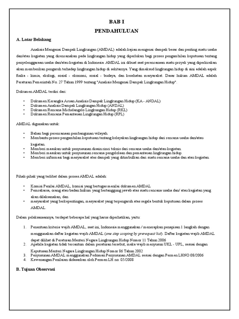 Contoh Dokumen AMDAL | PDF