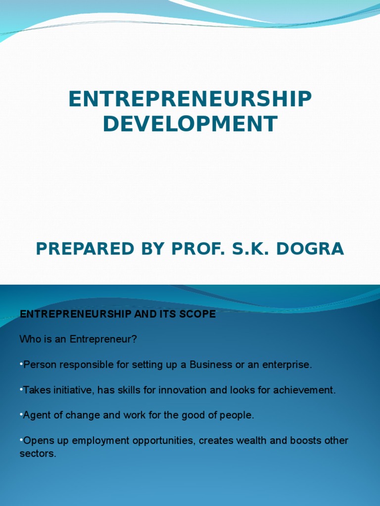 Entrepreneurship Development Notes - Sem-VI (Unit-I) | PDF | Venture ...