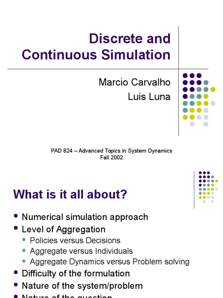 Discrete and Continuous Simulation | PDF | Dynamical System | Chaos Theory
