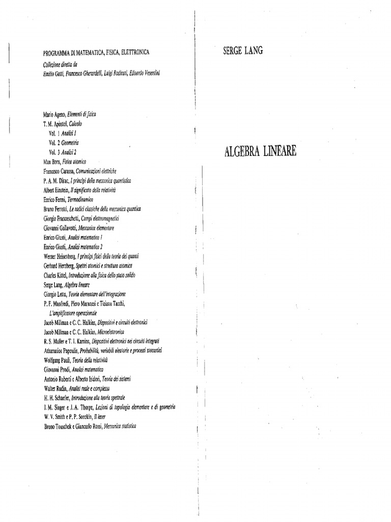 Algebra Lineare - Serge Lang | PDF