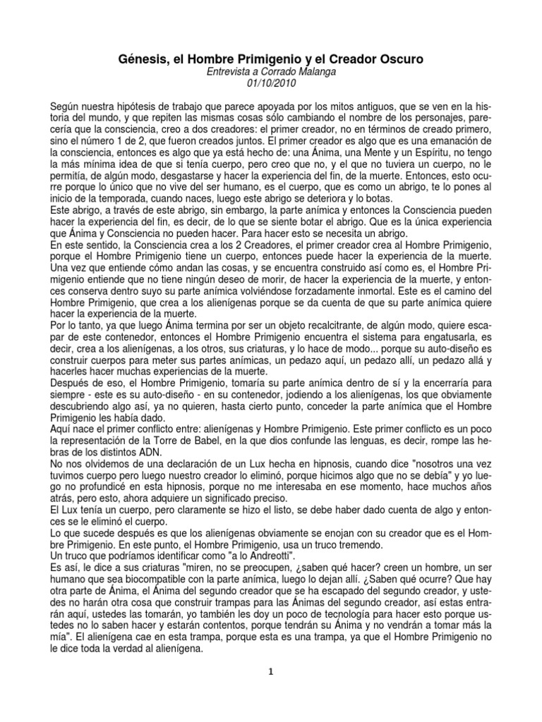 Corrado Malanga - Génesis, El Hombre PrimigeniO | PDF | Abducción ...