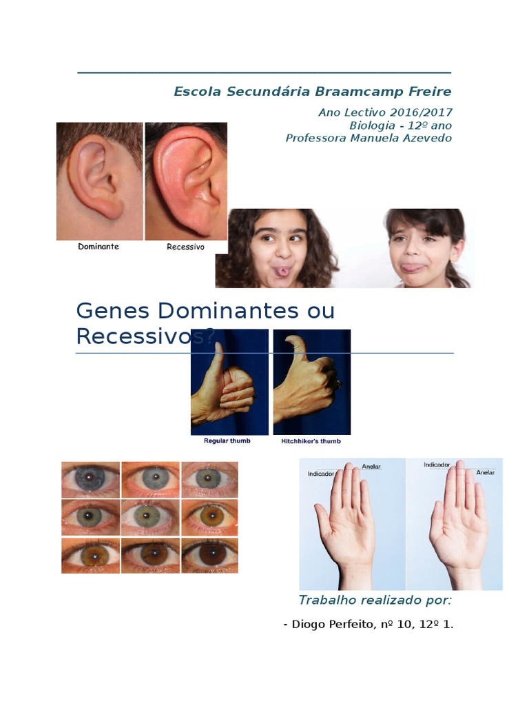 Genes Dominantes e Recessivos: Exemplos | PDF | Meiose | Cromossomo
