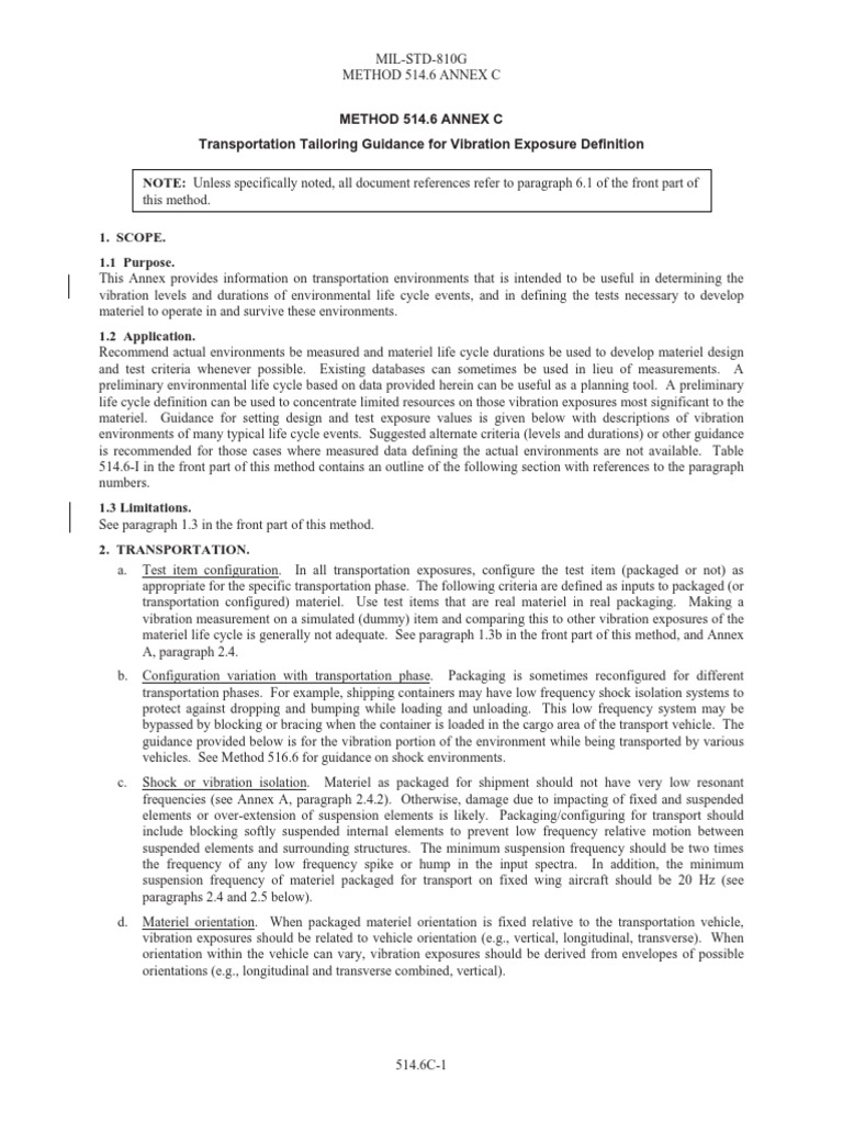 MIL STD 810G Transportation Vibration | PDF | Transport | Road Transport