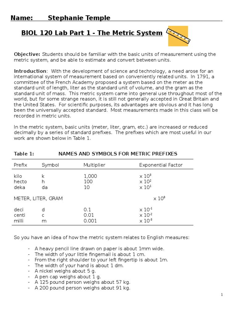 The Metric System and Scientific Method Answered | PDF | Hypothesis ...