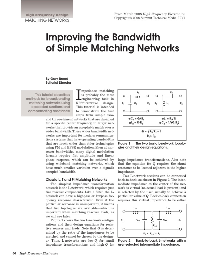 Simple Matching Networks - Tutorial | PDF | Electrical Impedance ...