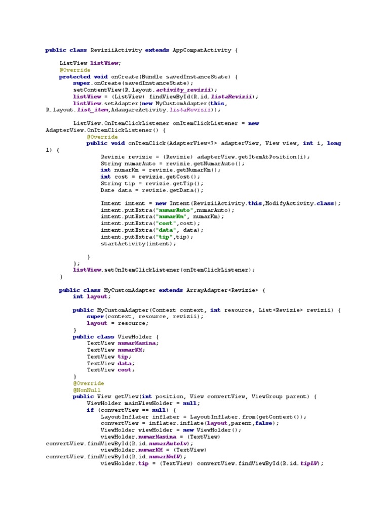 Public Class ReviziiActivity Extends AppCompatActivity | PDF | Data Management Software | Databases