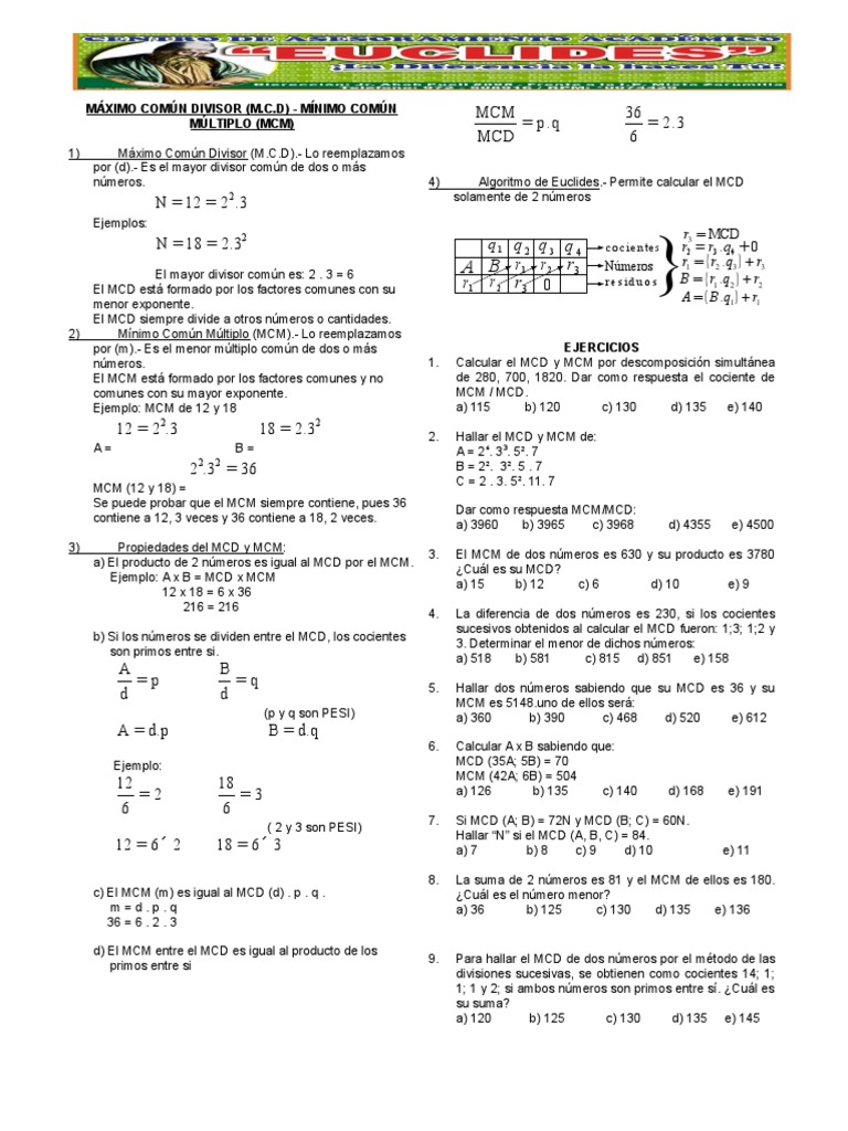 MCM - MCD | PDF | Aritmética | Números
