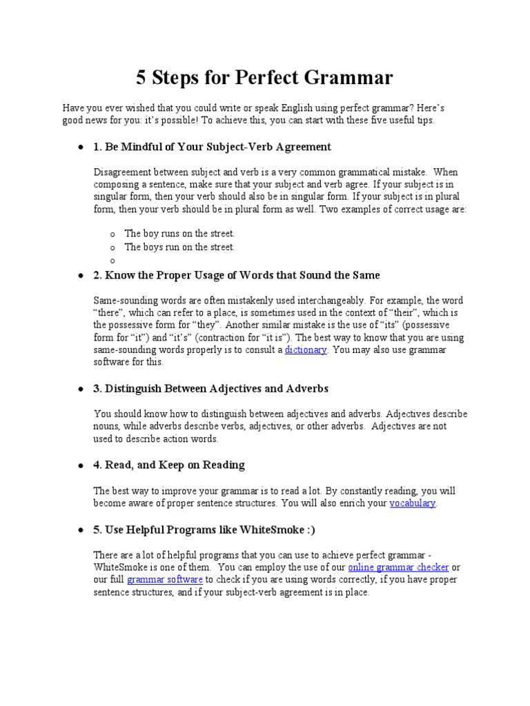 5 Steps to Perfect Grammar | PDF