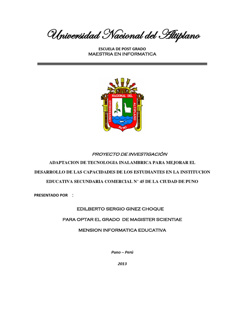Proyecto de Tesis Informatica Educativa PDF | PDF | LAN inalámbrico ...