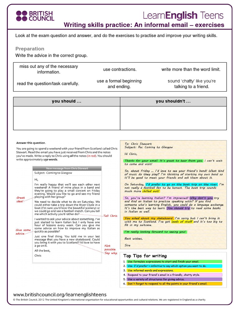 An Informal Email - Exercises PDF | PDF