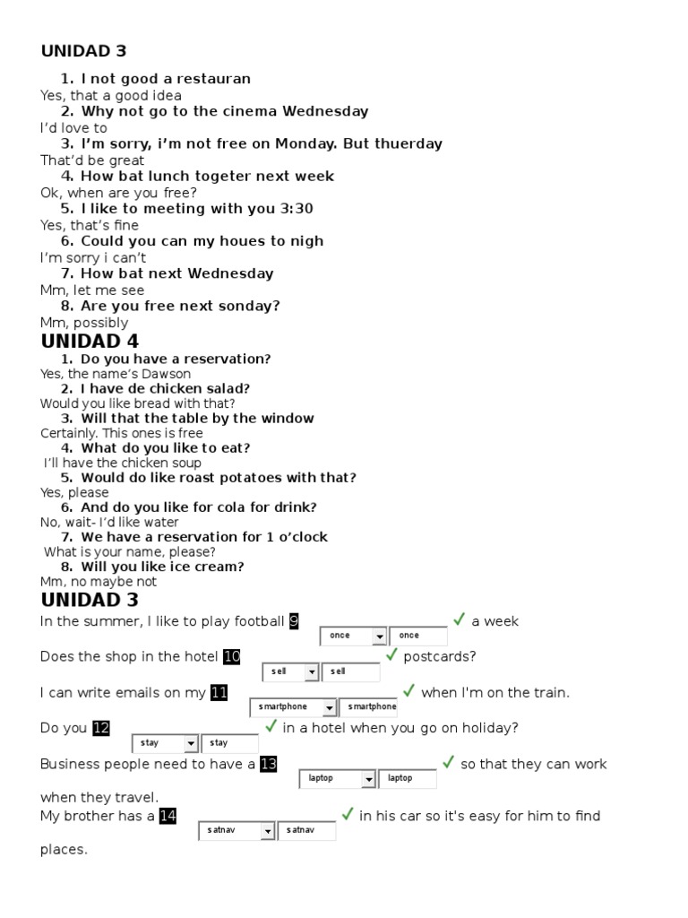 Unidad 3: Lunch Plans and Invitations | PDF