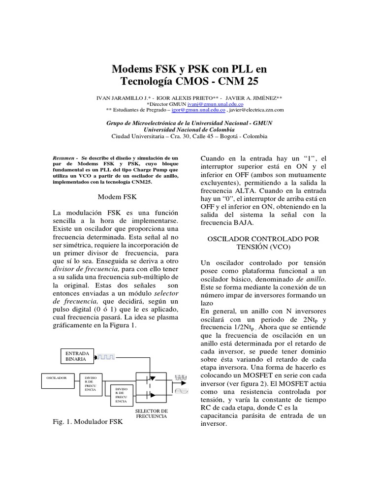 Modems FSK y PSK Con PLL | PDF | Filtro electronico | Módem