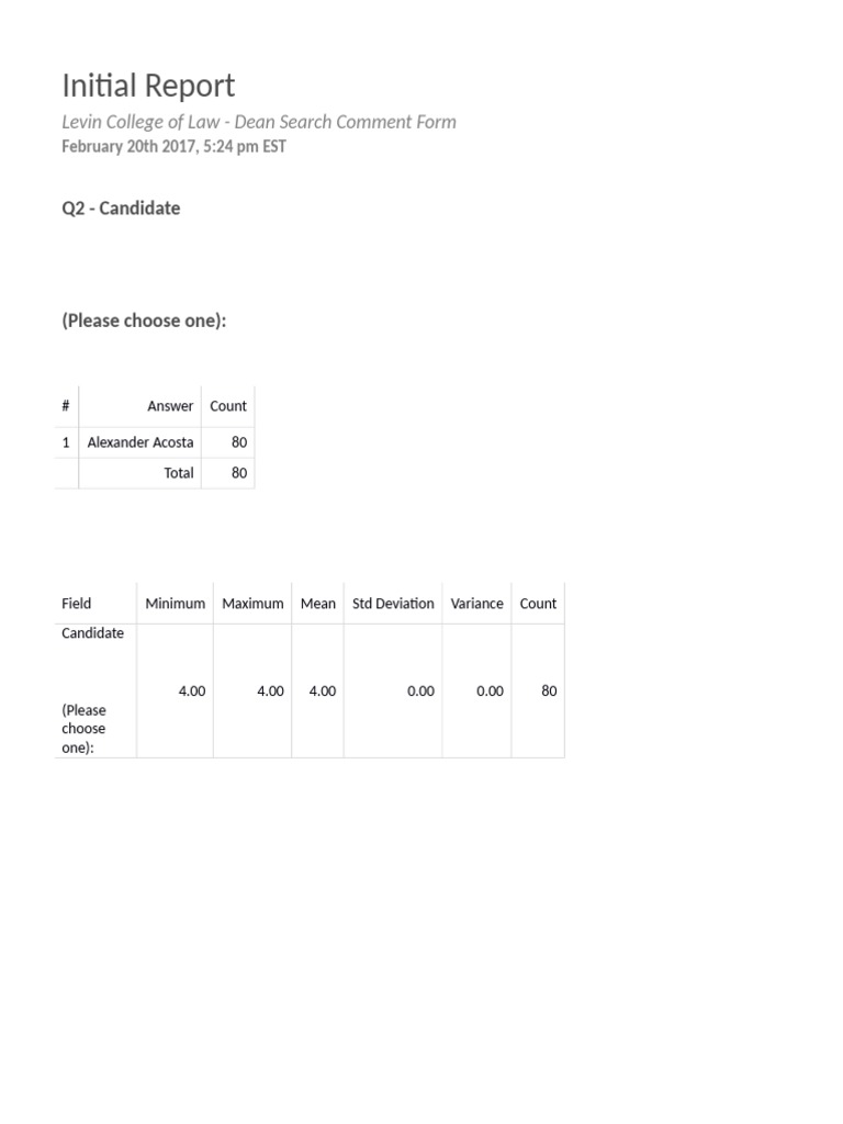 Dean Search Report: Alexander Acosta | PDF | Legal Education | Dean ...