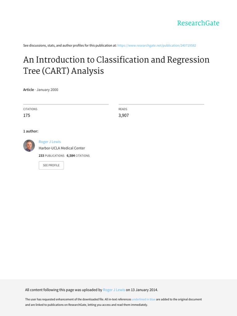 An Introduction To Classification and Regression Tree | PDF | Logistic ...