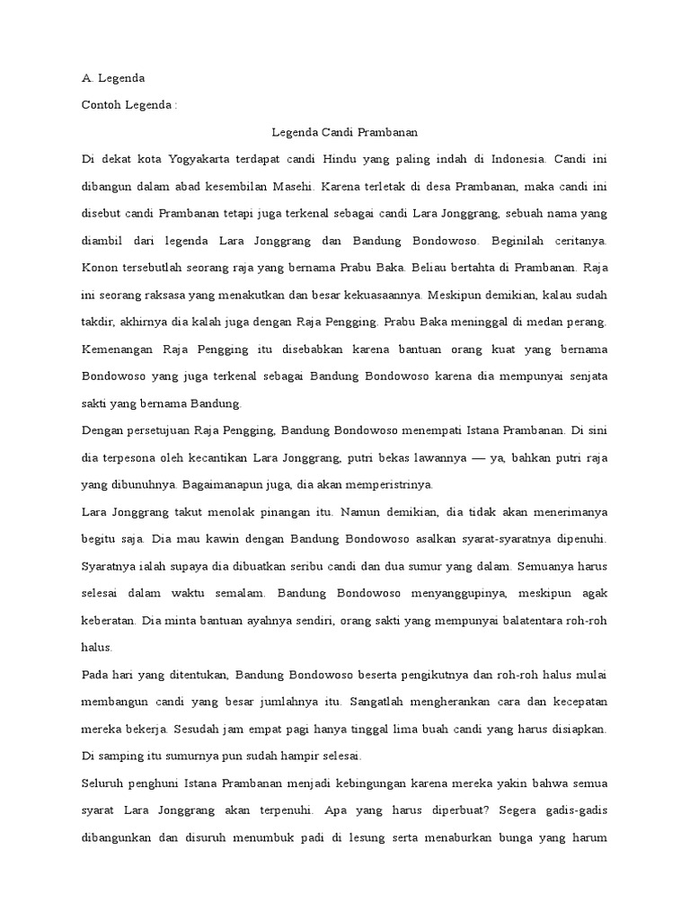 Contoh Cerita Jenaka, Mite, Fabel, Legenda, Saga, Cerpen Dan Novel | PDF