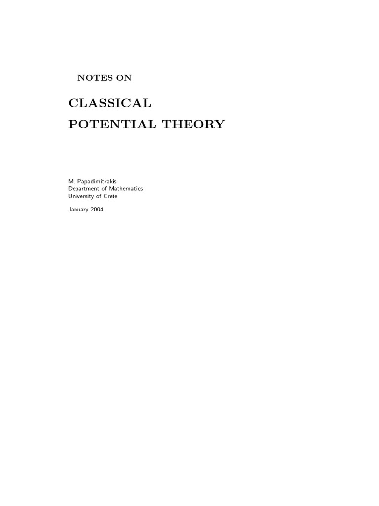 Potential Theory Pdf Metric Space Holomorphic Function