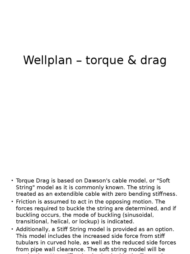 Wellplan - Torque & Drag | PDF | Buckling | Force