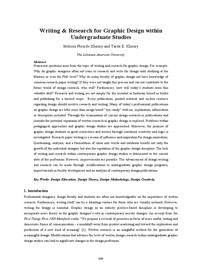 Writing & Research For Graphic Design Within Undergraduate Studies PDF ...