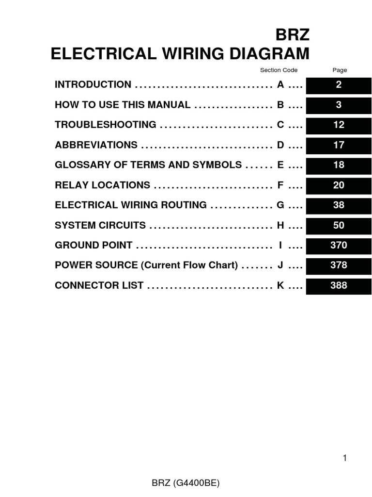 BRZ Electrical Wiring Diagram | PDF | Wire | Electromagnetism