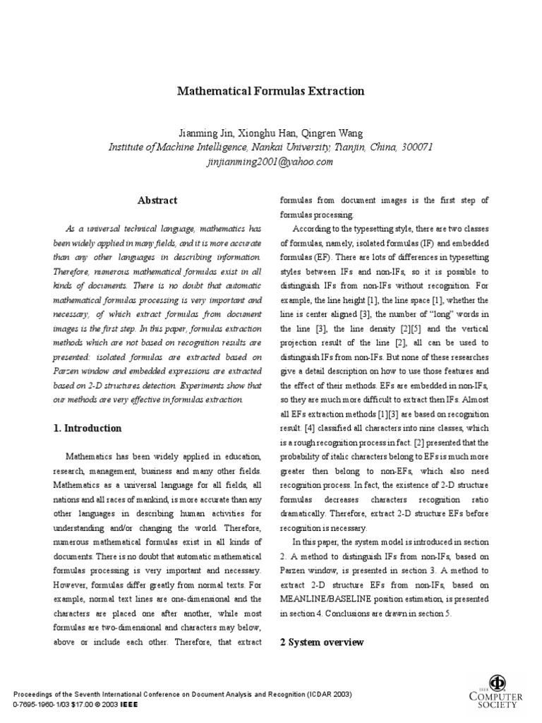 Mathematical Formulas Extraction | PDF | Formula | Teaching Mathematics