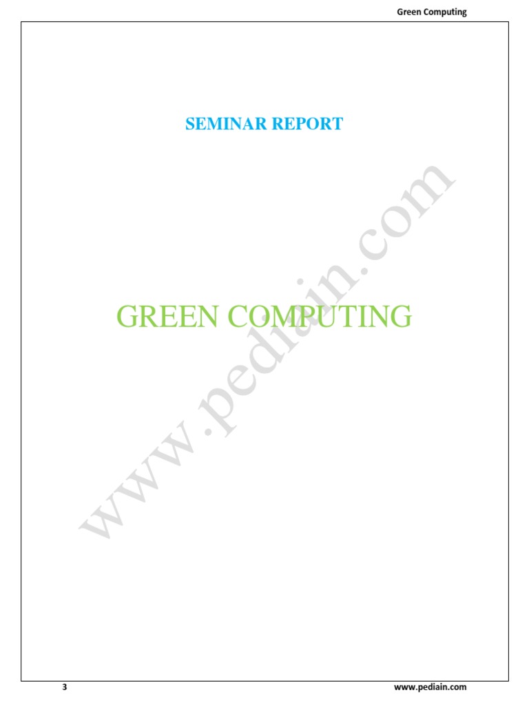 Green Computing Seminar Report | PDF