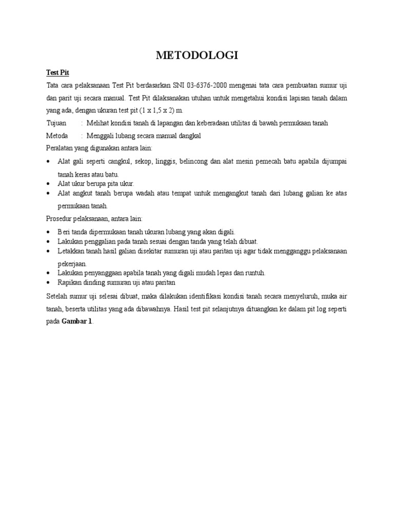 Metodologi Pengujian Test Pit dan DCP | PDF