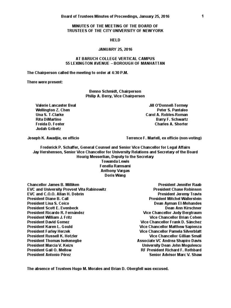 BOT Minutes - Transfer of SUBO To CUNY | PDF | Schools | Teaching And ...