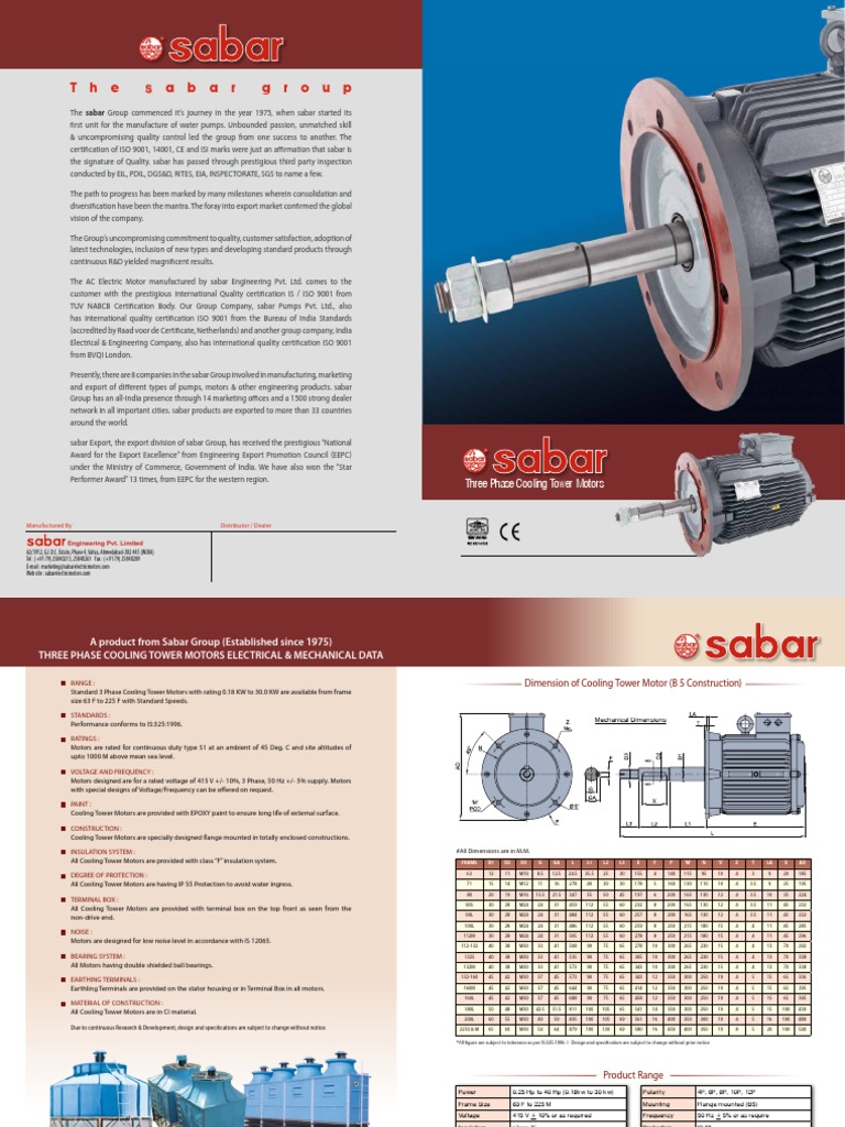 Sabar Group: Three Phase Cooling Tower Motors | PDF | Insulator ...