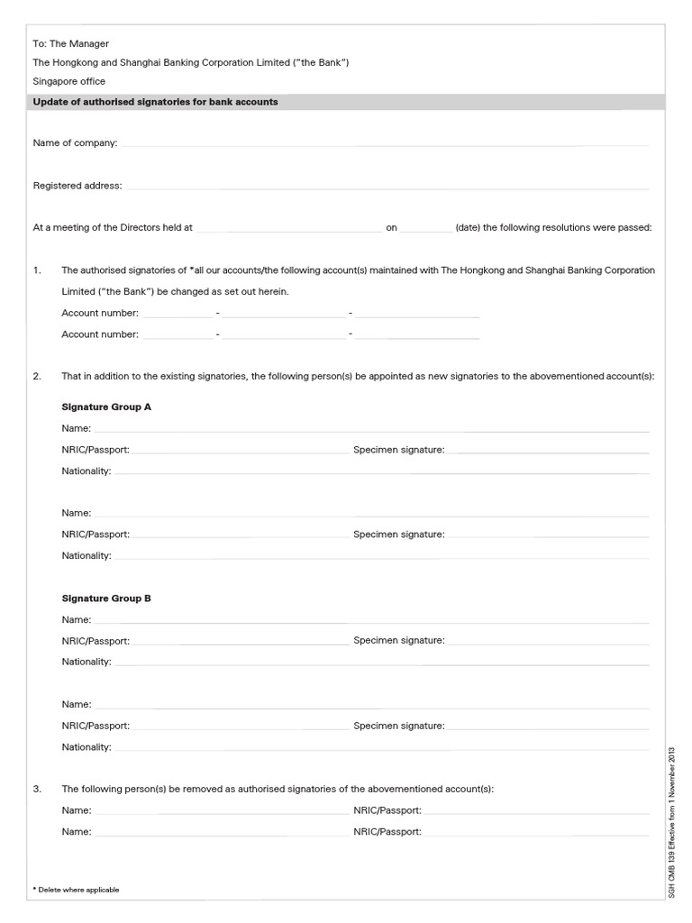 Board Resolution Change in Signatories PDF | PDF | Identity Document ...