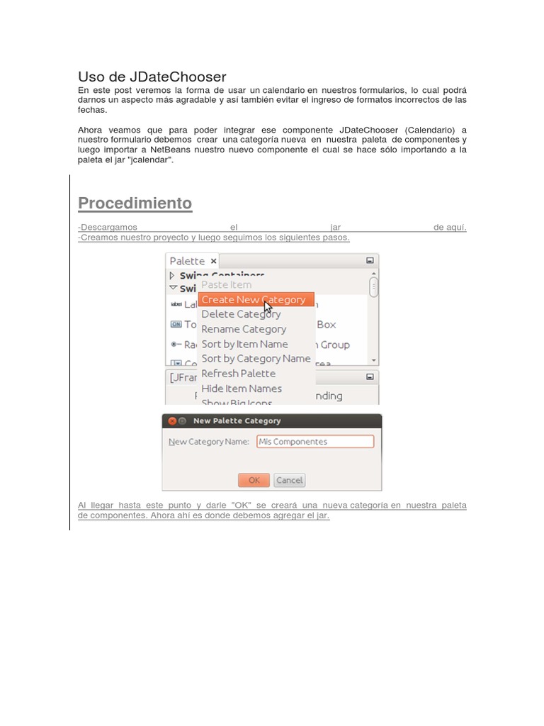 Uso de JDateChooser | PDF | Áreas de informática | Informática