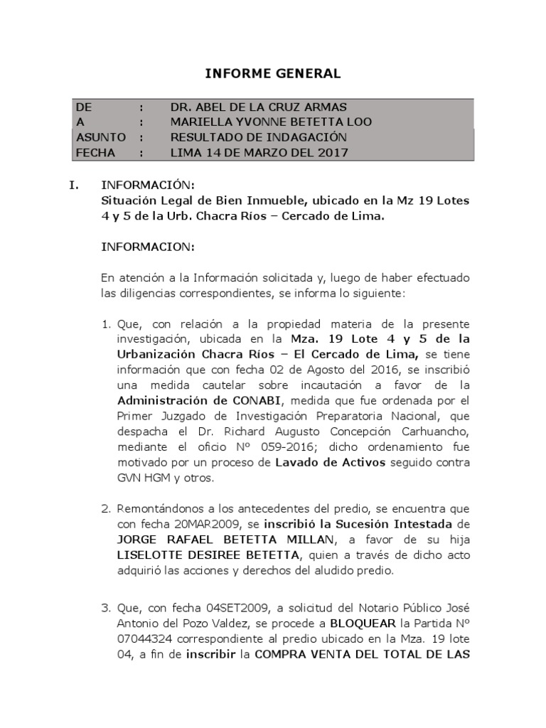 Informe General Elena Terry | PDF | Información del gobierno ...