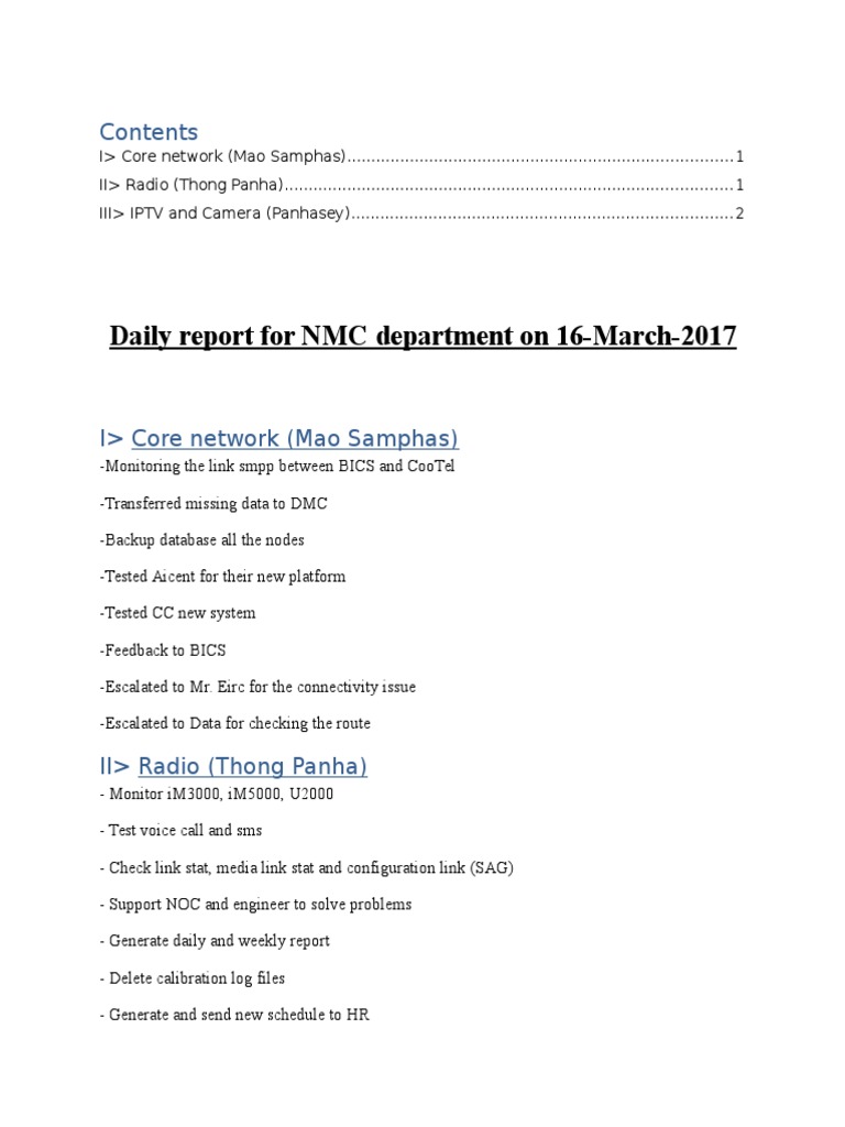 NMC Daily Report 16032017 | PDF