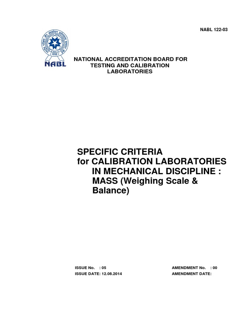 Nabl 122 03 | PDF | Weighing Scale | Calibration