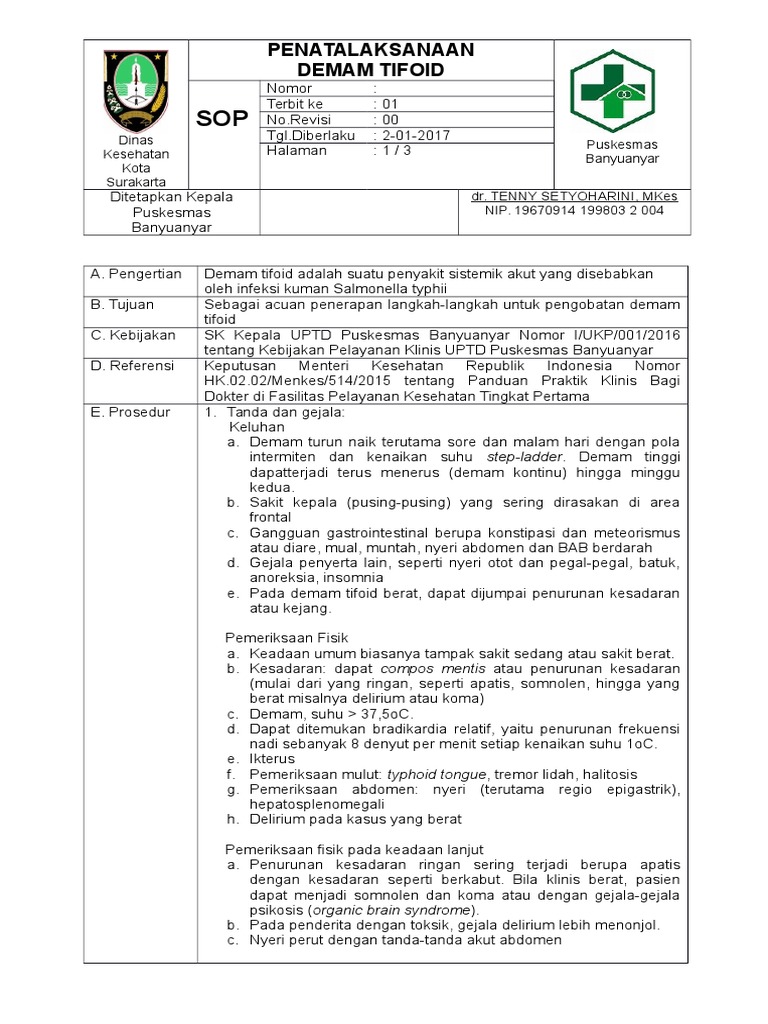 SOP Demam Tifoid | PDF