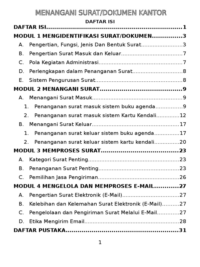 Modul Menangani Surat Dokumen1 | PDF Modul Menangani Surat Dokumen1 | PDF