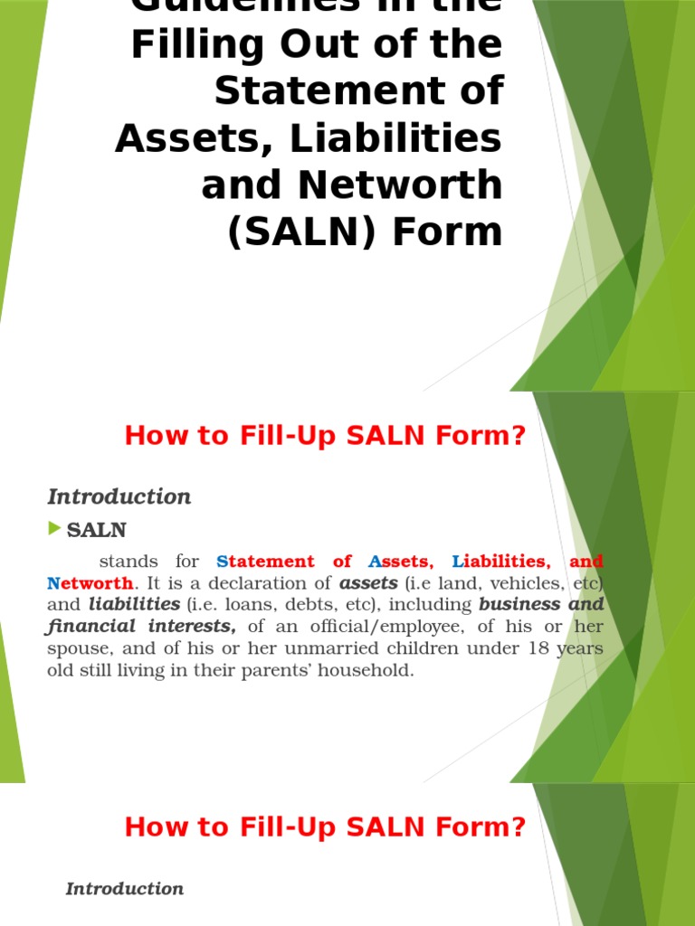 Edited Guidelines in the Filling Out of SALN | Loans | Business