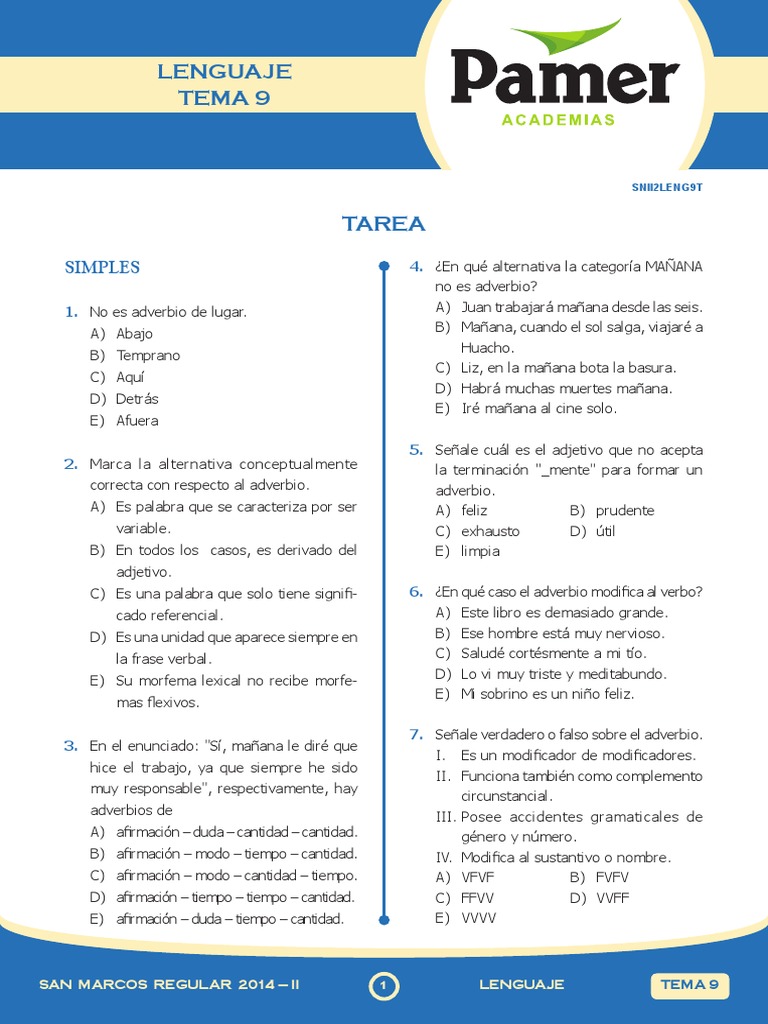 Leng Sem 9 El Adverbio | PDF | Adverbio | Verbo