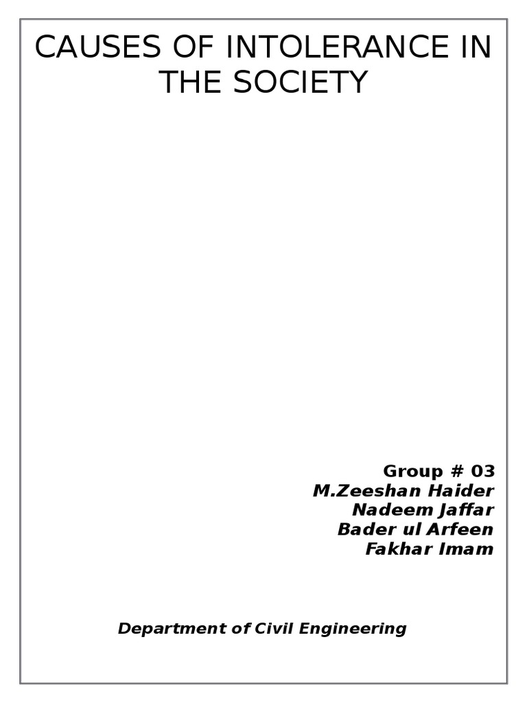 Causes of Intolerance in the Society | Toleration | Prejudices