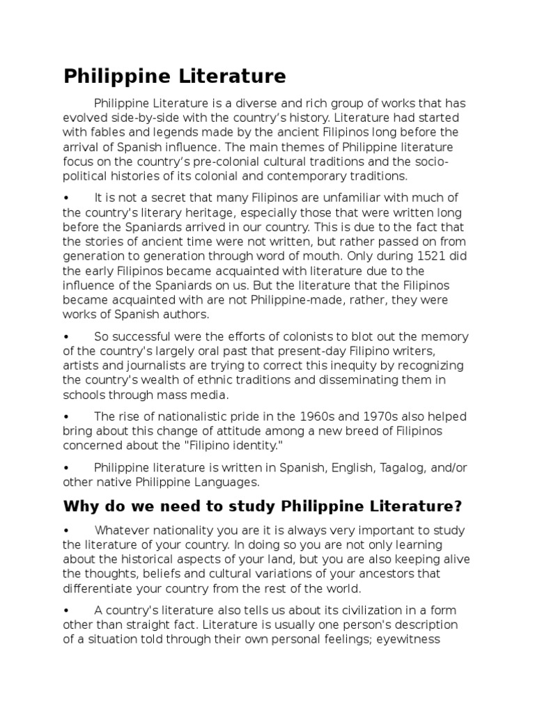 Understanding Philippine Literature | PDF | Philippines | Genre