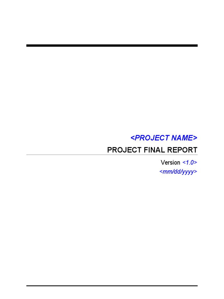 Project Final Report Template | PDF | Verification And Validation ...