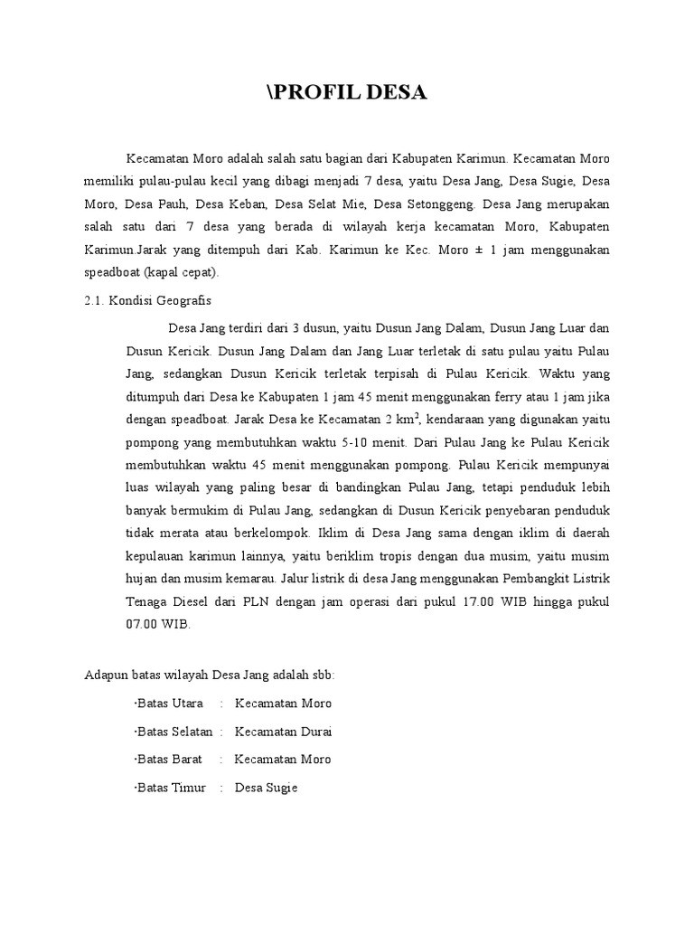 Profil Desa Jang | PDF