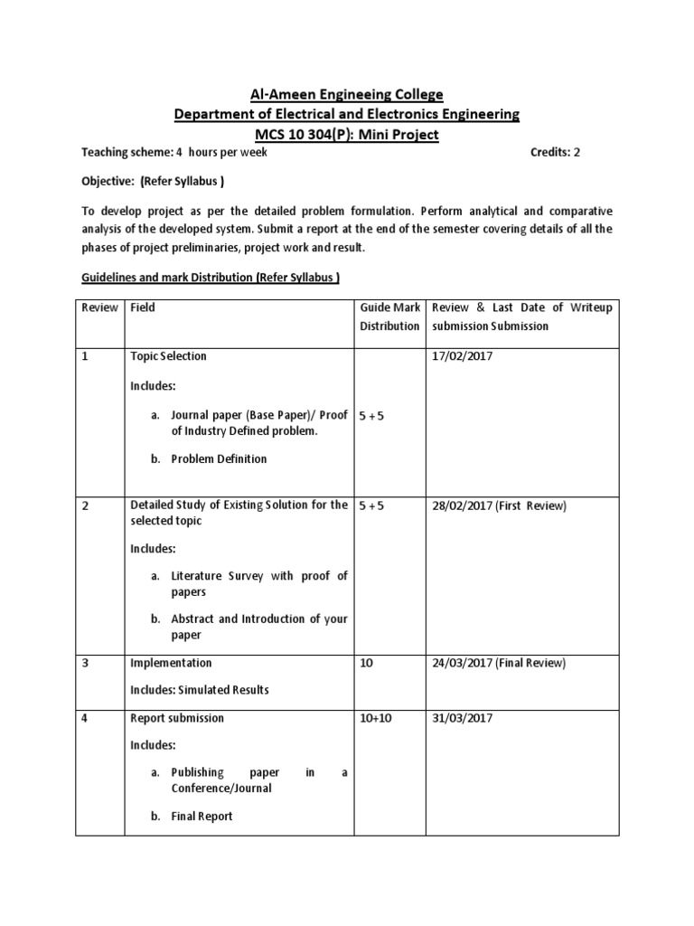 Guidelines and Procedures for Completing the Mini Project Course at Al ...