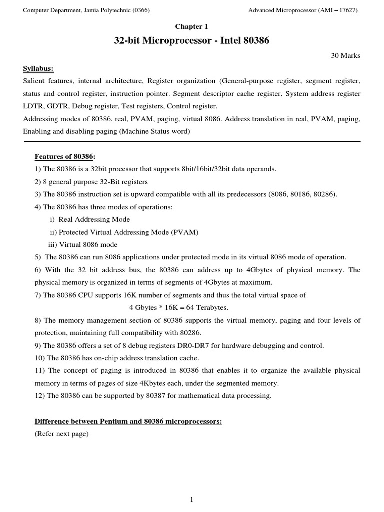 Intel 80386 Microprocessor Guide | PDF | Central Processing Unit ...